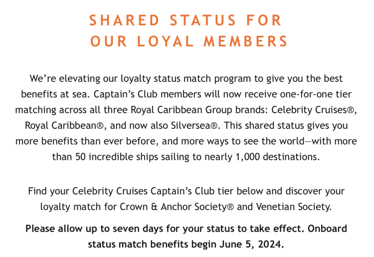 Loyalty Status Match – Celebrity Cruises – Zest4Travel